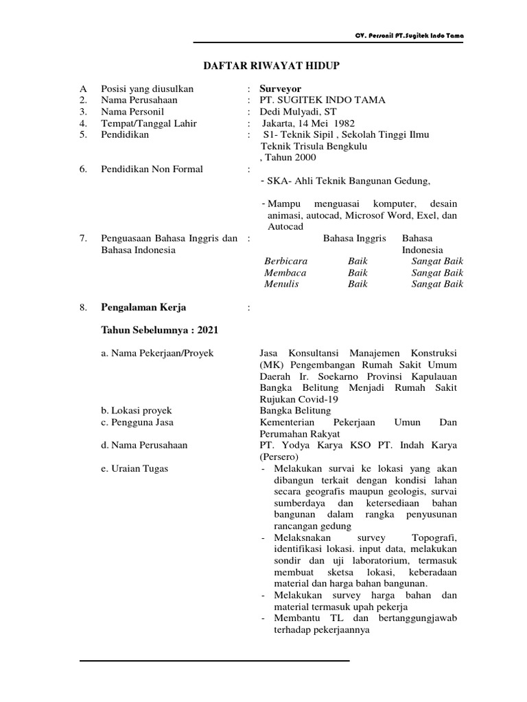 Cv. Dedi Mulyadi - Surveyor 3 | PDF