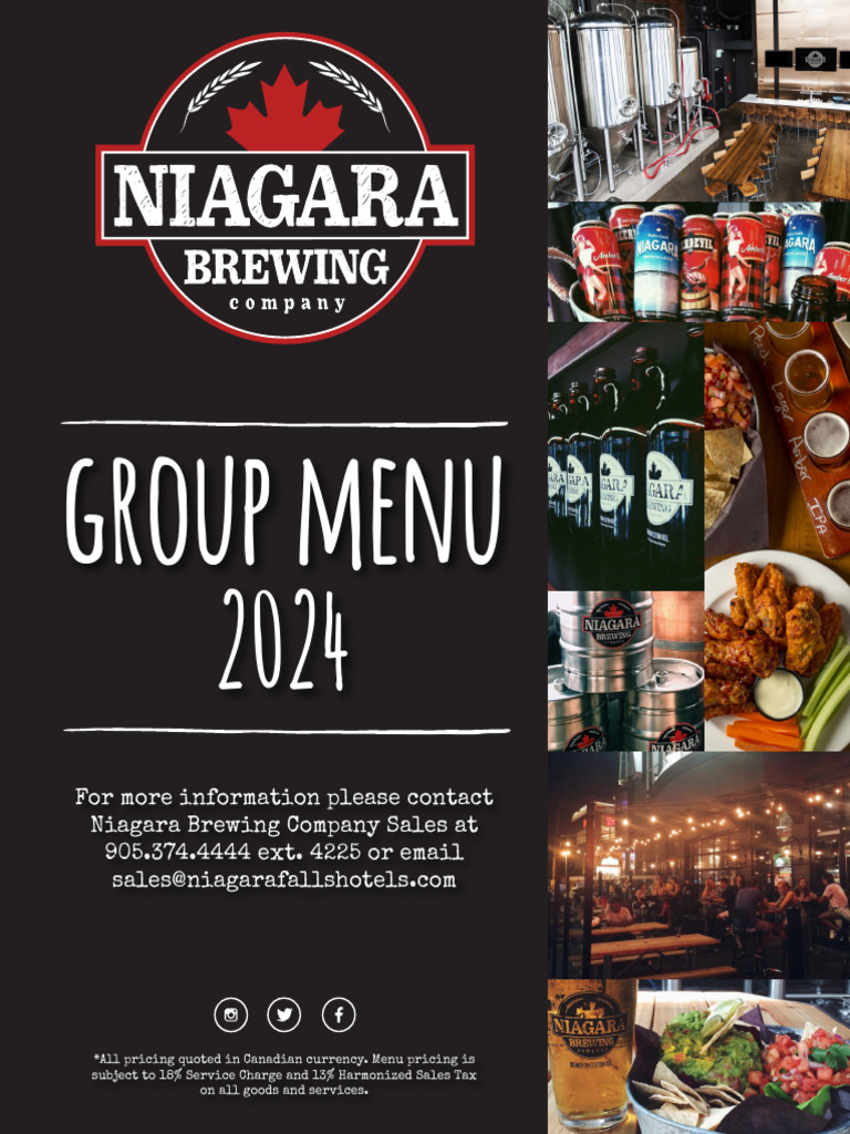 Niagara Brewing Company Group Menu | PDF | Beer | Foods