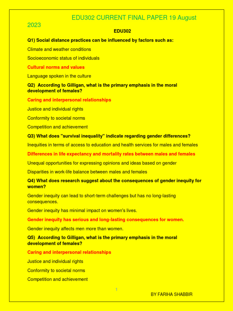 Edu302 Current Final Paper by Fariha Shabbir | PDF | Learning | Intelligence