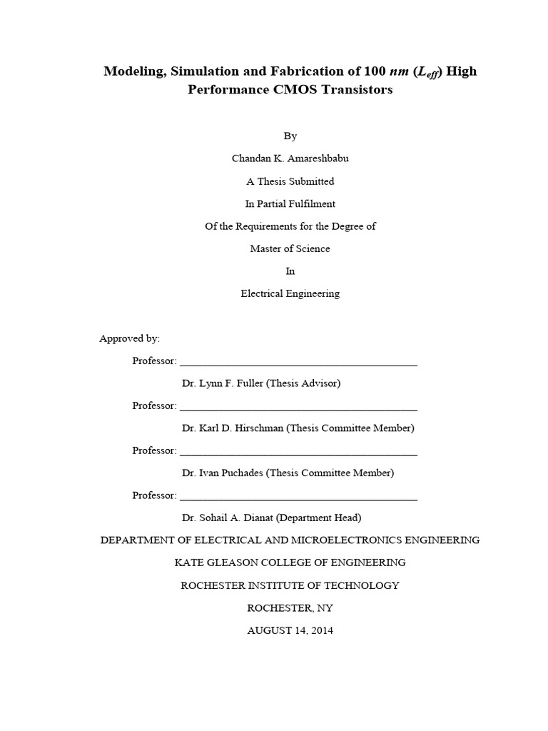 Modeling, Simulation and Fabrication of 100 nm (Leff) High Performance CMOS Transistors | PDF ...