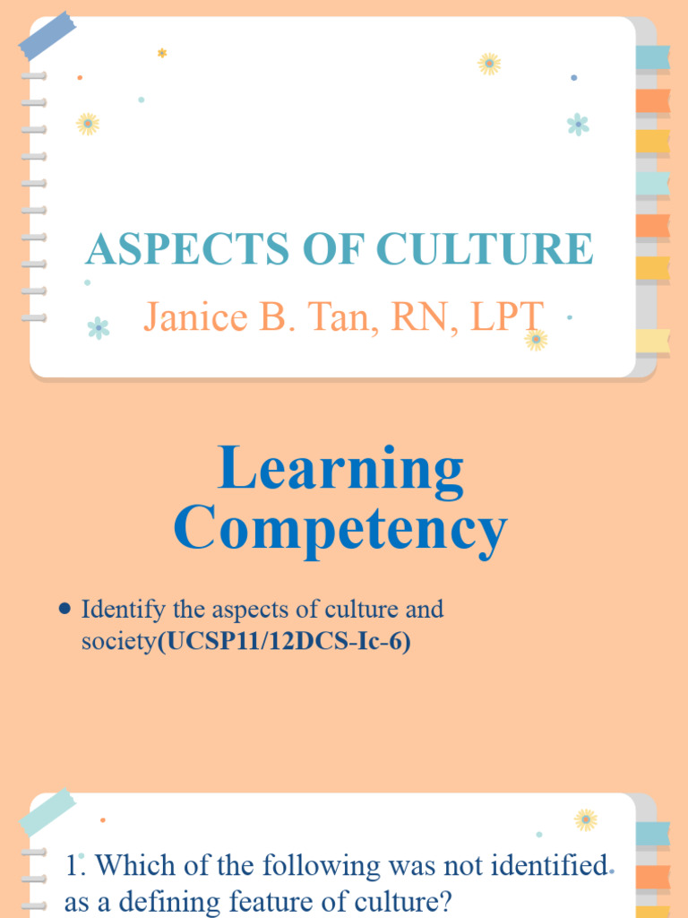 Lesson 3-Aspects of Culture | PDF | Learning | Society