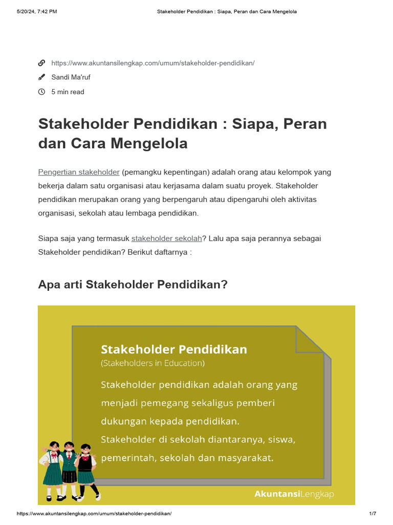 Stakeholder Pendidikan - Siapa, Peran Dan Cara Mengelola | PDF | Karier & Perkembangan
