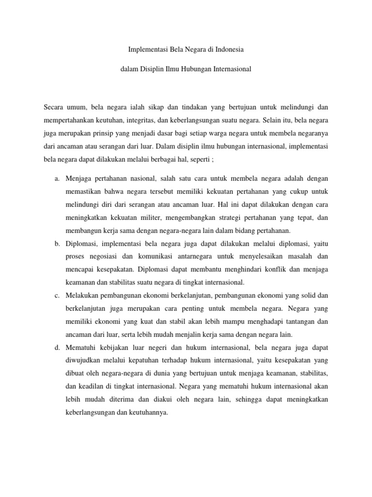 Implementasi Bela Negara Di Indonesia Dalam Disiplin Ilmu Hubungan Internasional - Nira Fitryani ...