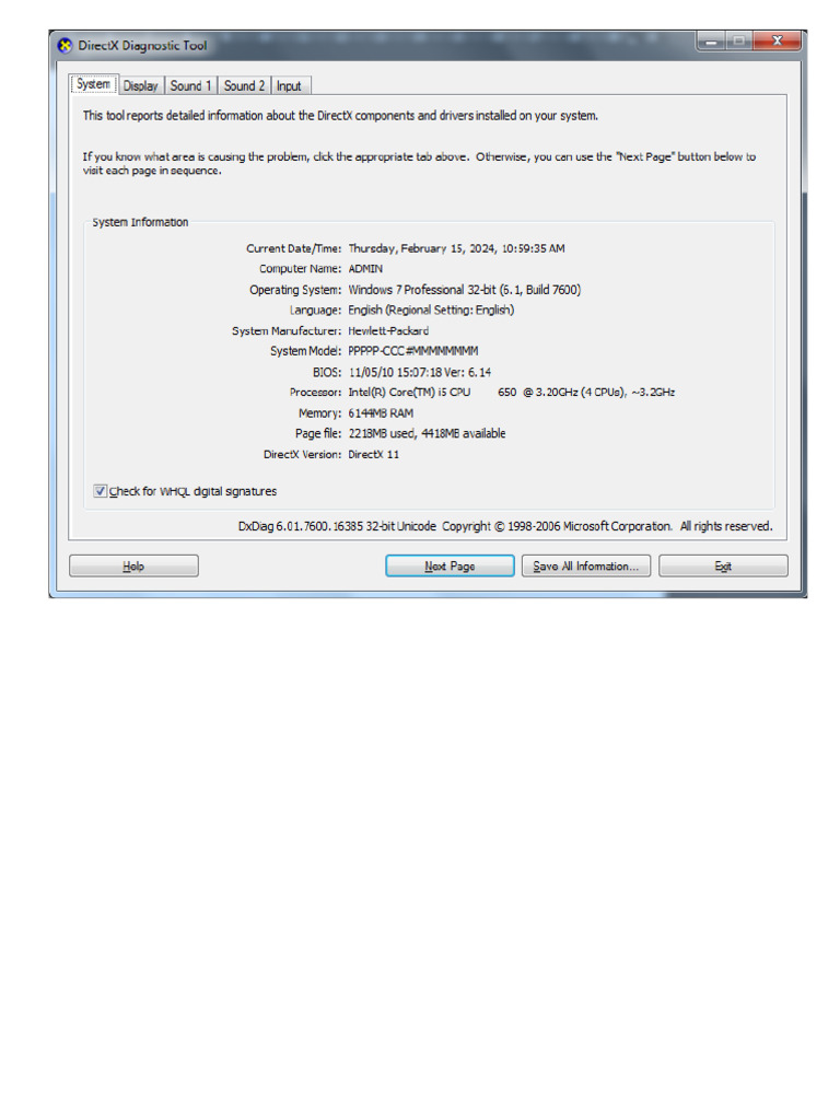 Spec PC HRGA 2024 - HP Pavilion P6521i | PDF