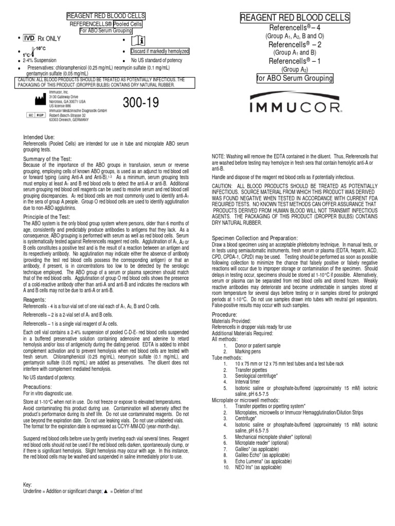 Package Insert - Referencells | PDF | Blood Plasma | Antibody