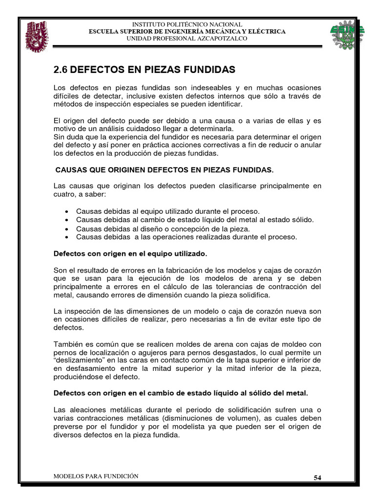 Fundición Defectos | PDF | Materiales | Procesos industriales