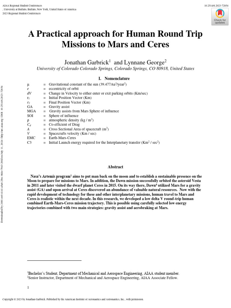 Garbrick George 2024 A Practical Approach For Human Round Trip Missions ...