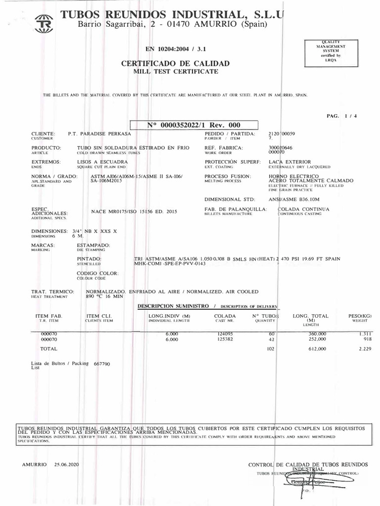 MTC Mother Pipe 3-4'' XXS HN 124095 | PDF