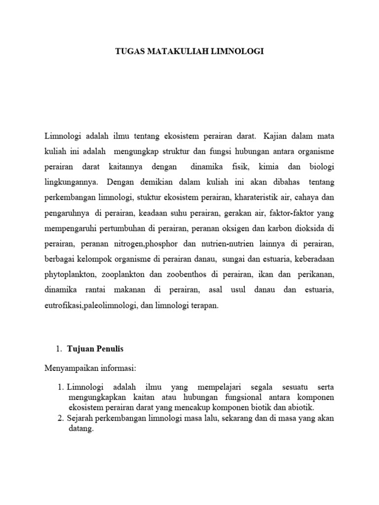Limnologi | PDF | Sains & Matematika