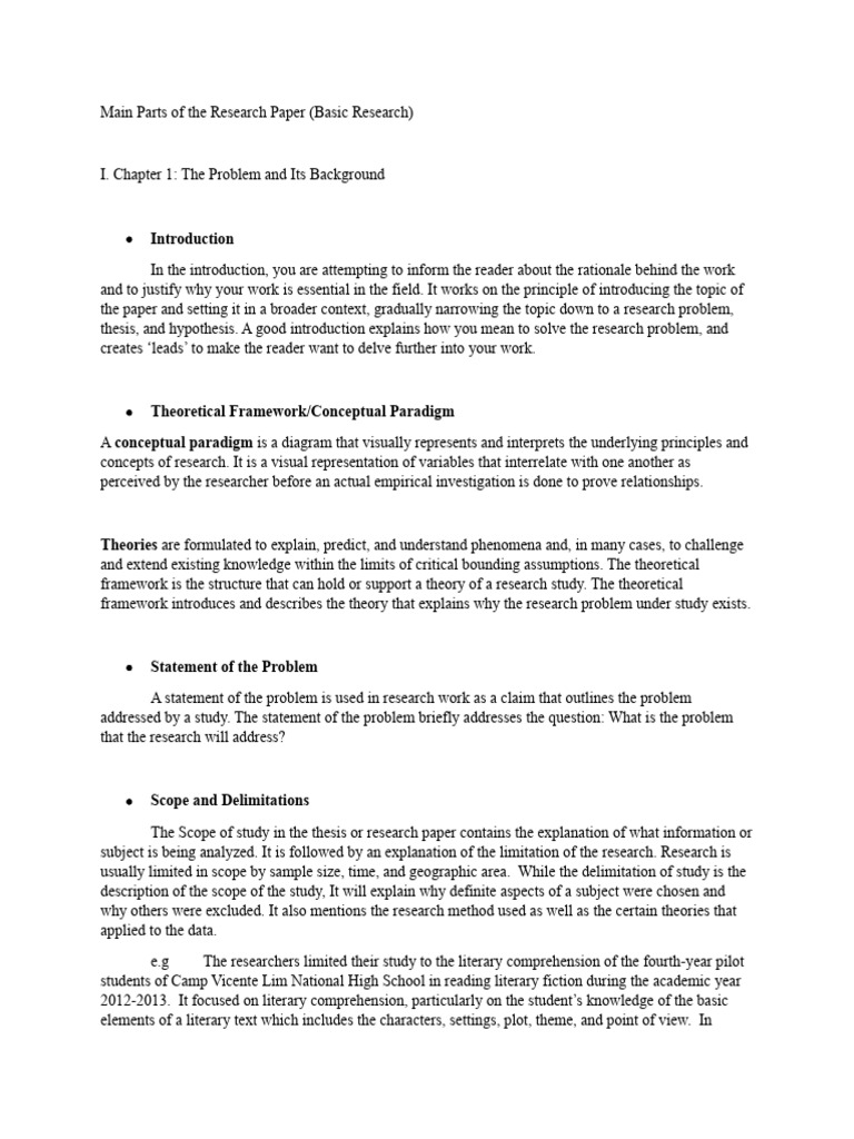 Main Parts of The Business Research Paper | PDF | Statistics | Theory