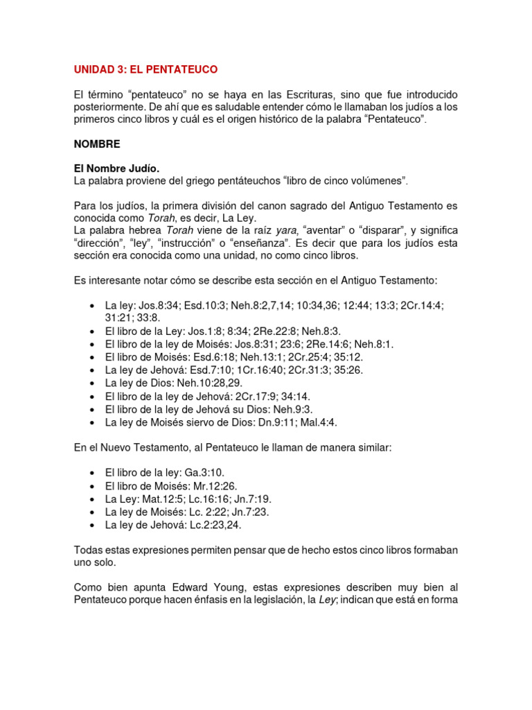 Guia 04 Unidad 3 El Pentateuco | PDF | Tora | Viejo Testamento