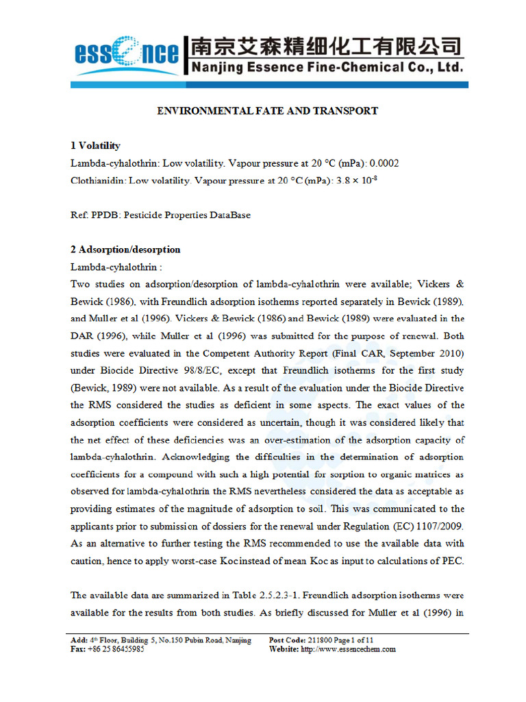 Environmental Fate and Transport | PDF