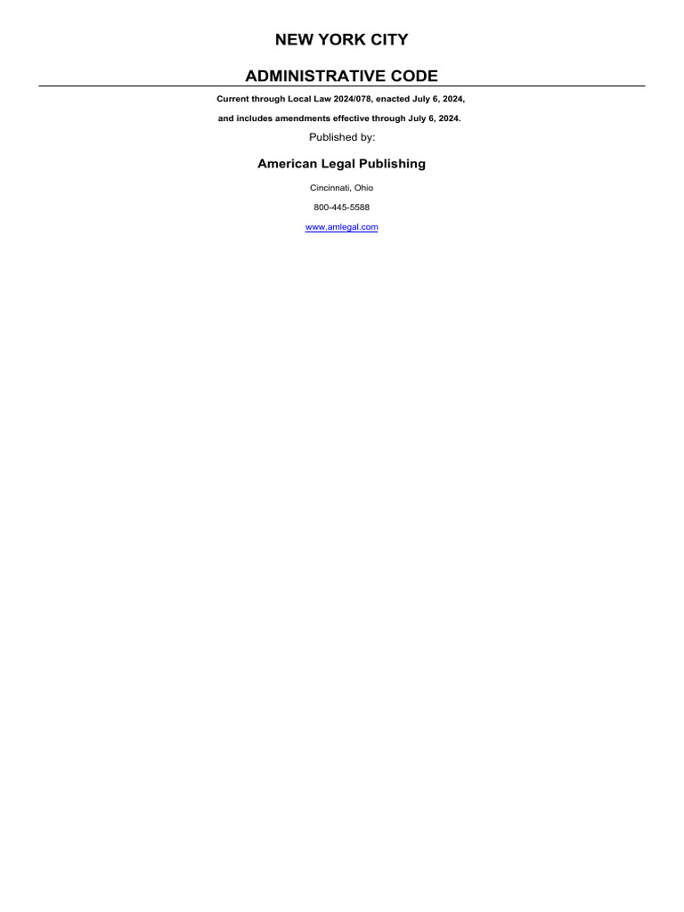 NYC Administrative Code Updates 2024 | PDF | Finance & Money Management ...