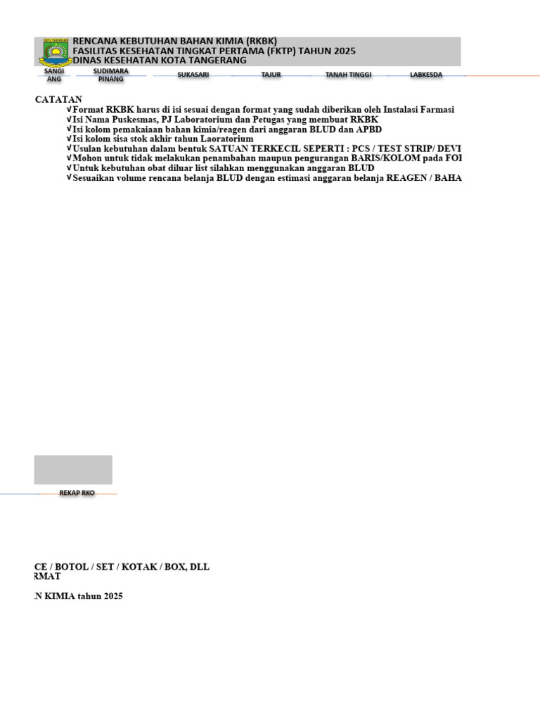 FORMAT RKBK 2025 PKM dan LABKESDA - revisi | PDF | Chemistry | Chemical Substances