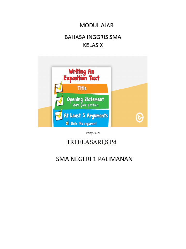 Modul Pembelajaran Exposition Text Sma Pdf