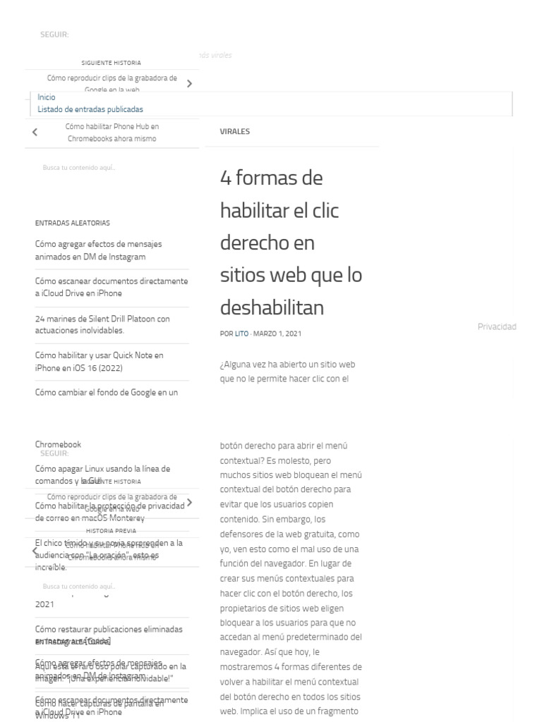4 Formas de Habilitar El Clic Derecho | PDF | Ios | Yo telefono
