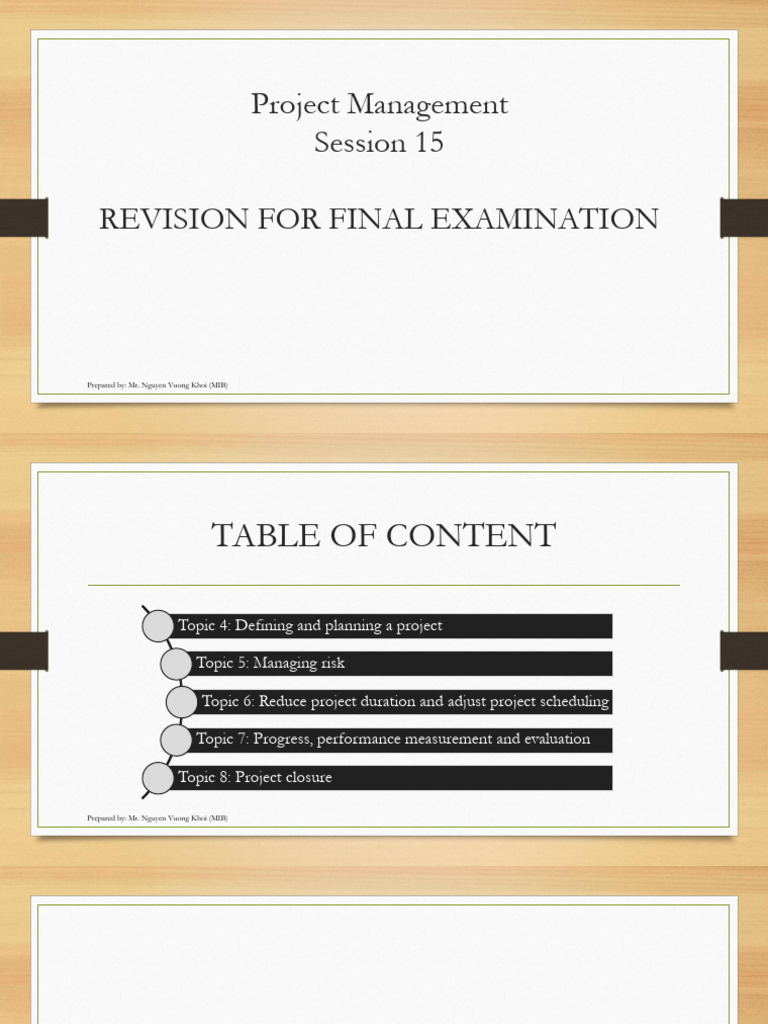 Project Management_Session 15_Revision for the Final Examination | PDF ...