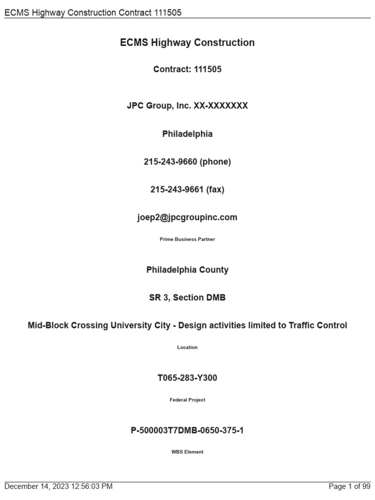 Contract 111505 Redacted | PDF | Employment | Traffic