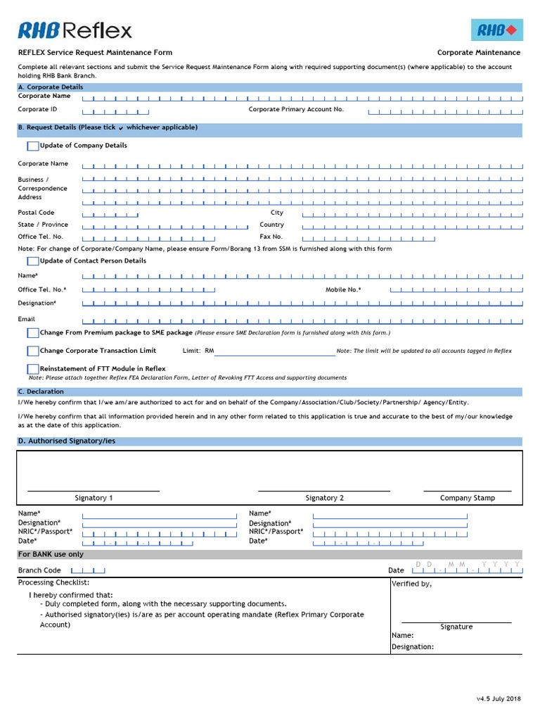 Corporate Maintenance Request Form | PDF