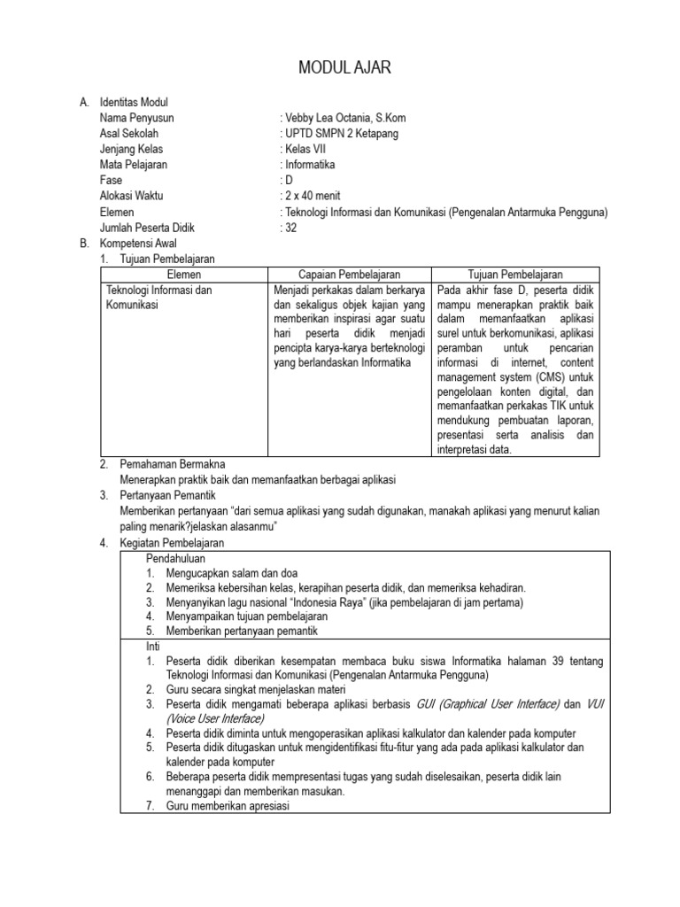 Modul Ajar Teknologi Informasi Dan Komunikasi | PDF | Seni