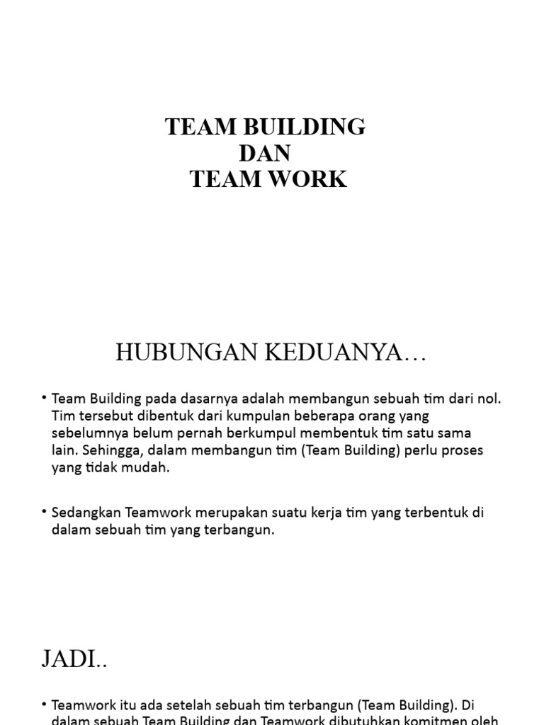 Team Building Dan Team Work | PDF