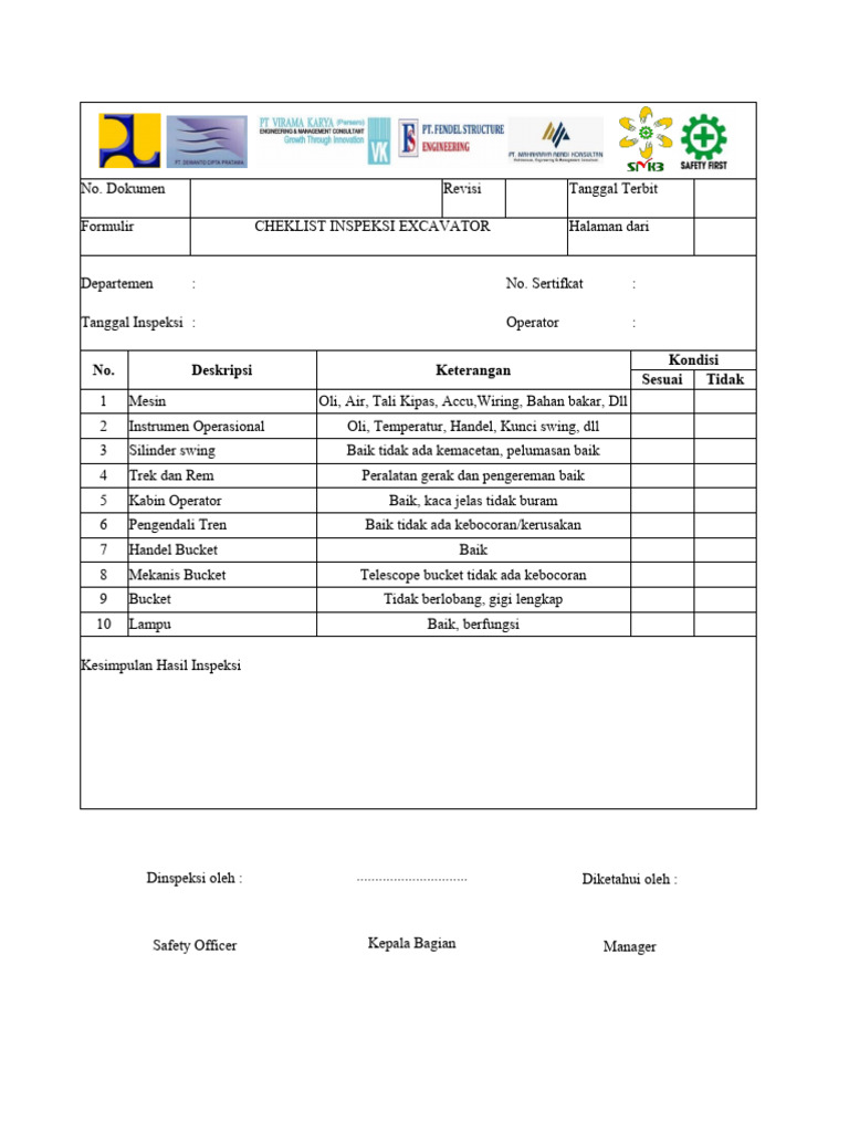Form Inspeksi | PDF | Teknologi & Rekayasa