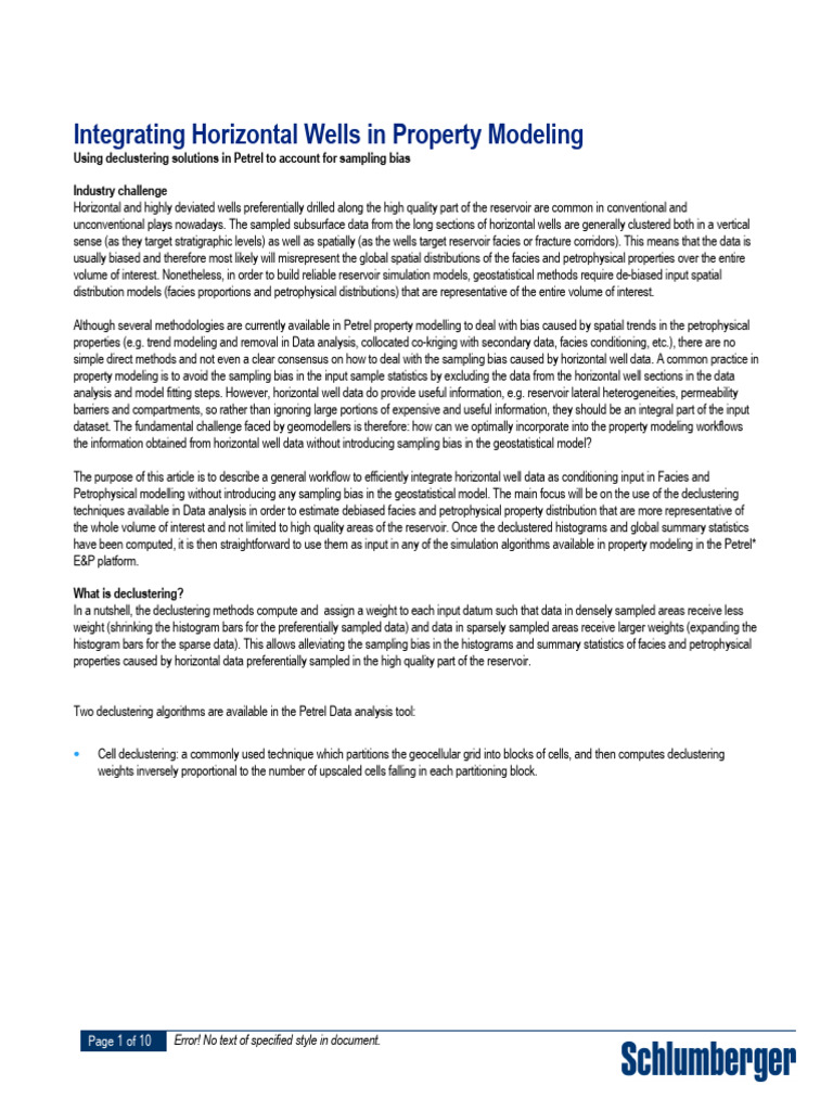 Integrating Horizontal Wells in Modeling | PDF | Sampling (Statistics ...