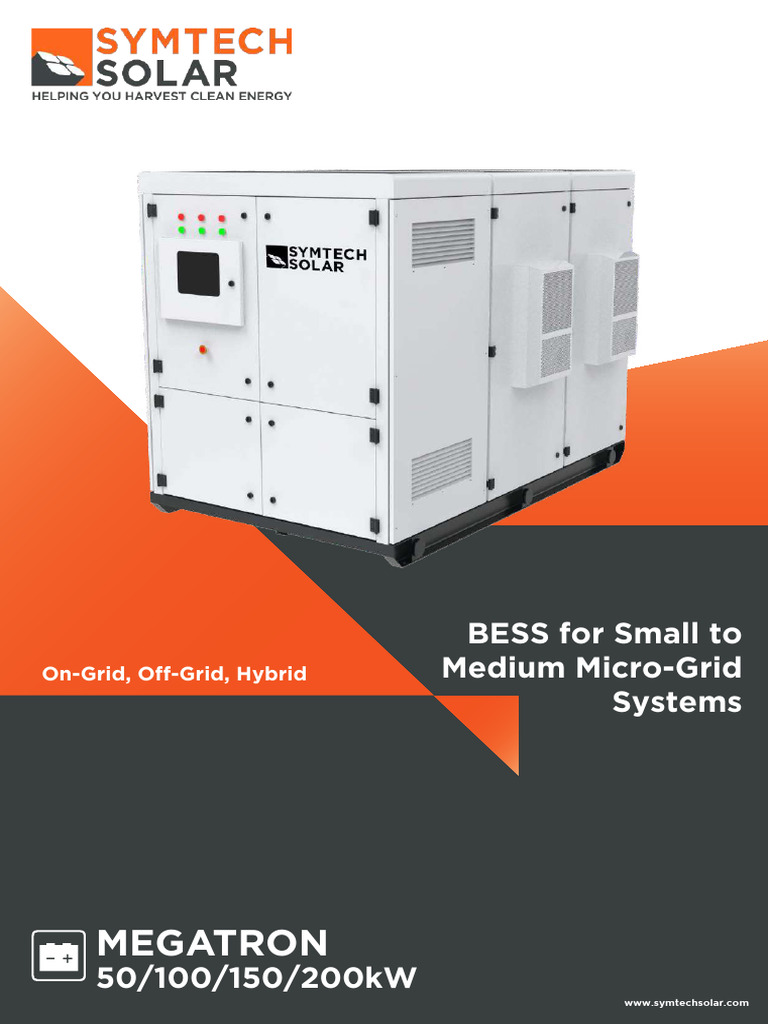 MEGATRON 50 To 200kW BESS Datasheet 2023 Symtech Solar P | PDF | Electrical Grid | Solar Power