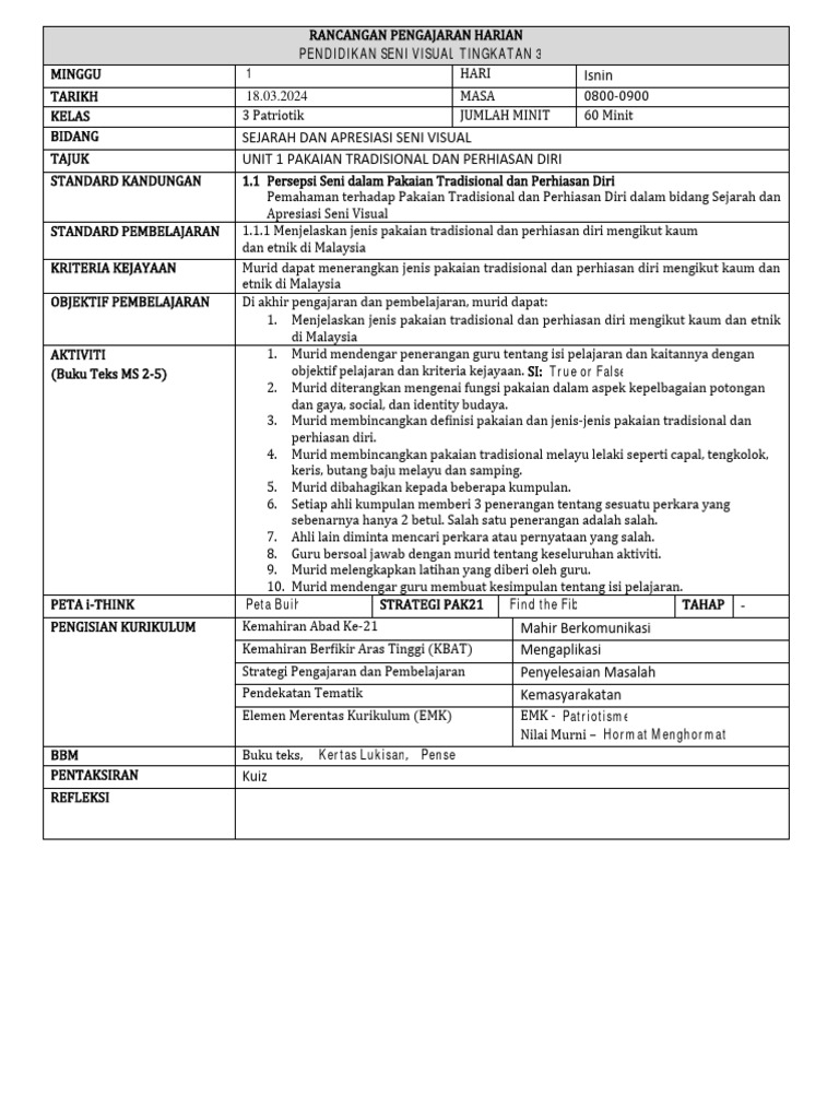 TAJUK 1 PAKAIAN TRADISIONAL DAN PERHIASAN DIRI | PDF