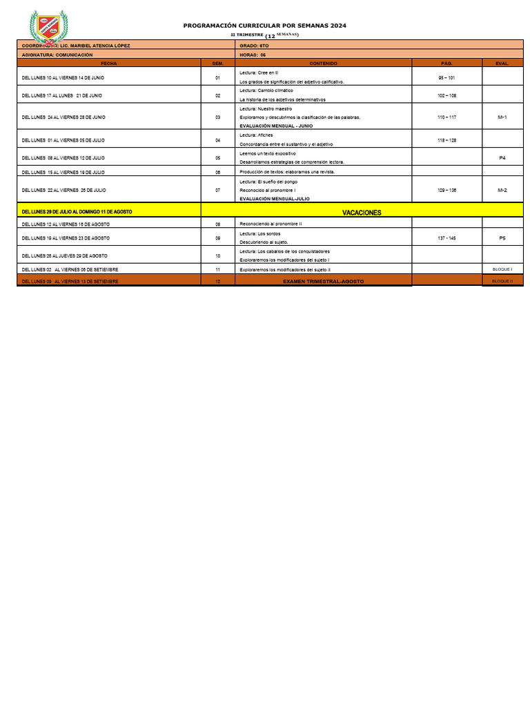Comun 6to - Ii Trim | PDF | Morfología Lingüística | Sintaxis
