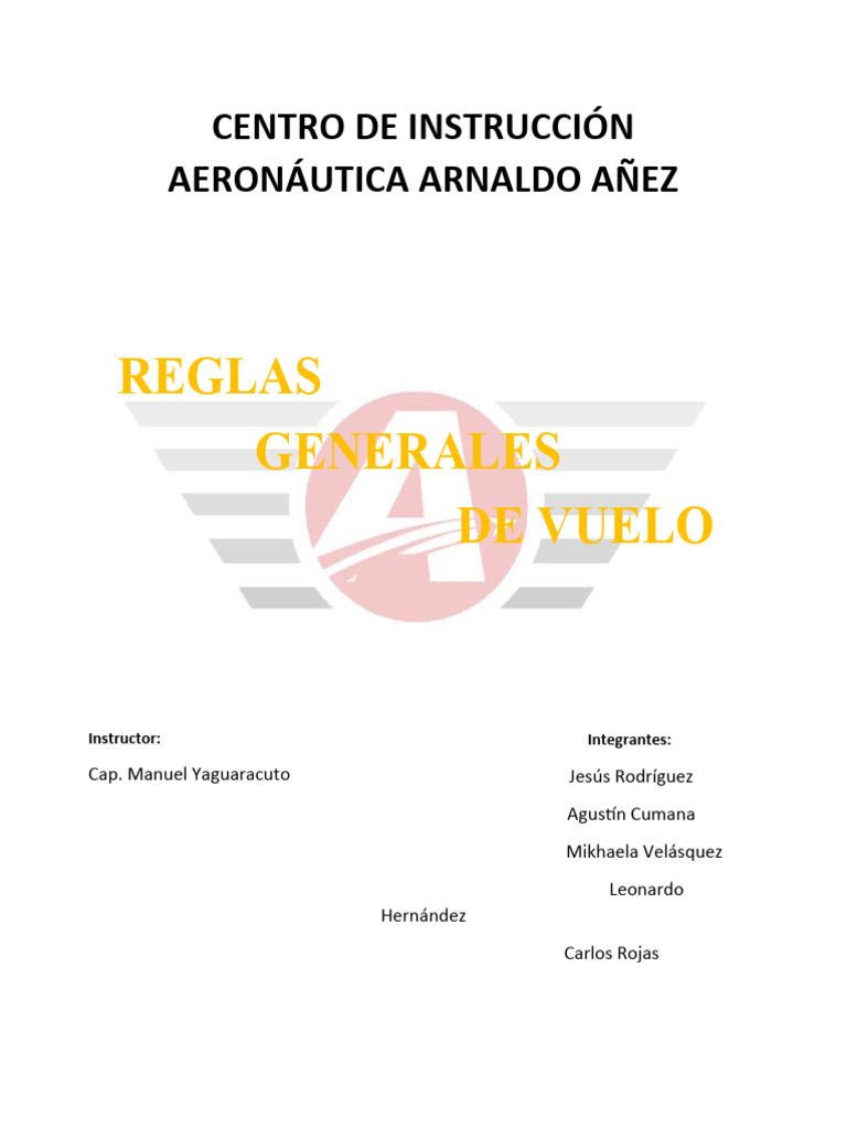 Reglas Generales de Vuelo en Aviación | PDF | Reglas de vuelo por ...