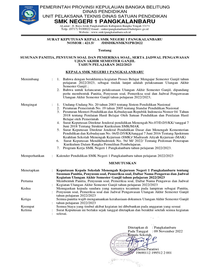 SK UAS Ganjil 2022-2023 | PDF