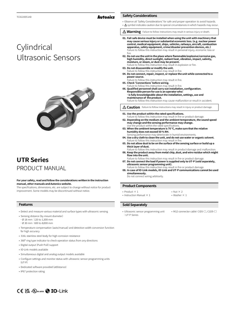 Utr en Tcd220051ab 20240405 Manual W | PDF | Power Supply | Sensor