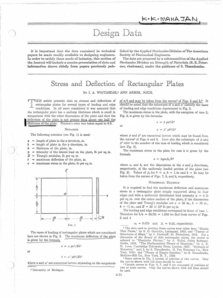 Rectangular Plate Stress and Deflection | PDF | Young's Modulus | Stress (Mechanics)