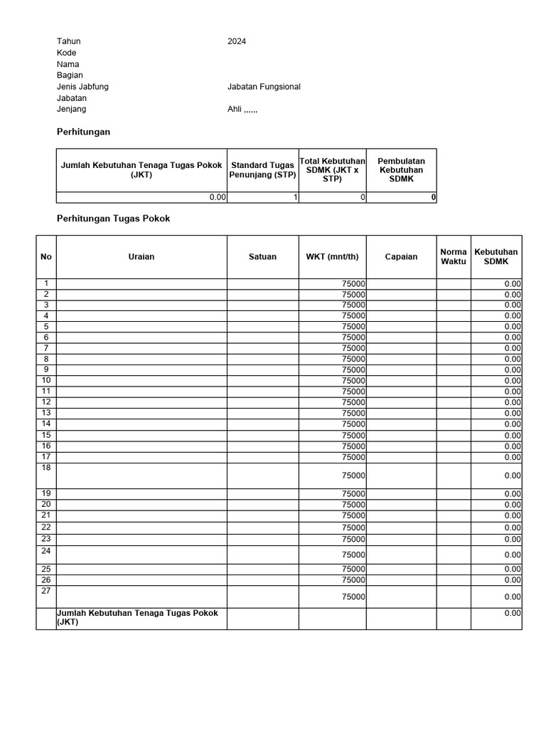 Format Perhitungan ABK Tenaga Kesehatan Lela | PDF
