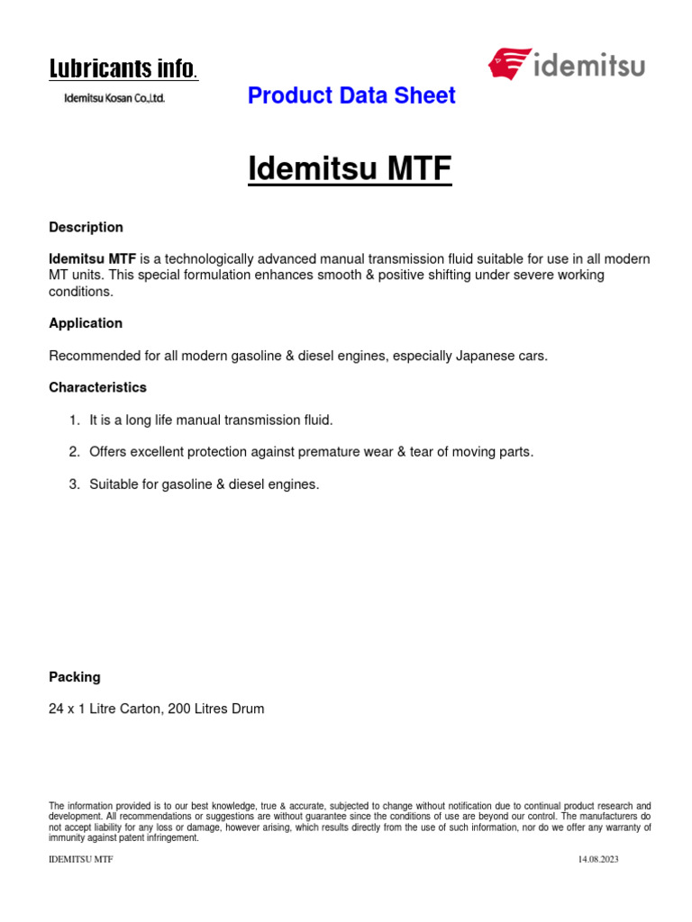 Idemitsu MTF | PDF