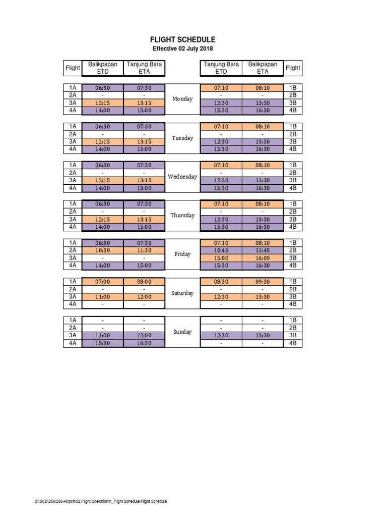 Flight Schedule Efektif 02 July 2018 | PDF