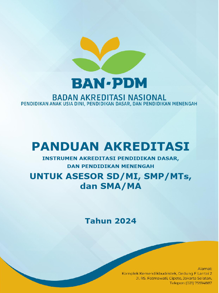 Panduan Akreditasi Untuk Asesor - Instrumen Akreditasi Dasmen 2024 Signed | PDF