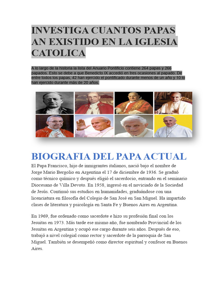 Historia de Papas y Biografía de Francisco | PDF