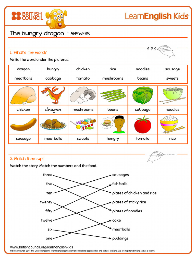 Short Stories The Hungry Dragon Answers | PDF | Food And Drink | Foods
