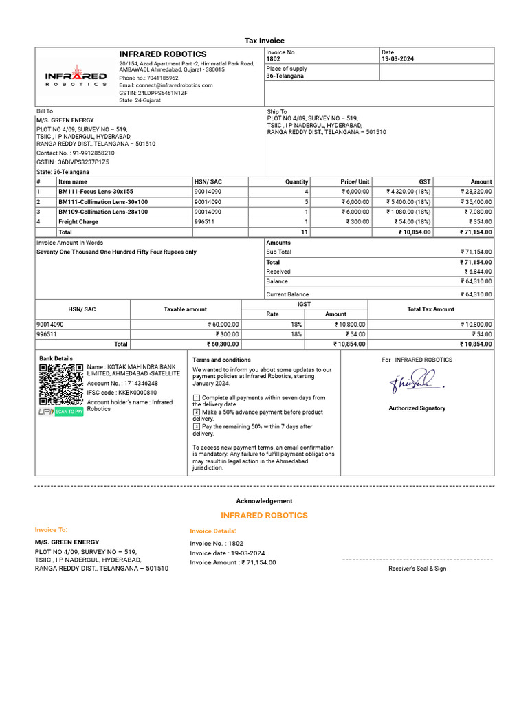 Green 3tax Invoice - 1802 - 19 - 03 - 24 | PDF | Money | Economies