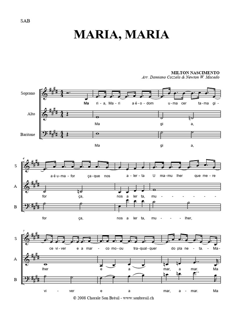 MARIA MARIA-coral SAB Arr. Damiano Cozzela & Newton W.Macedo | PDF