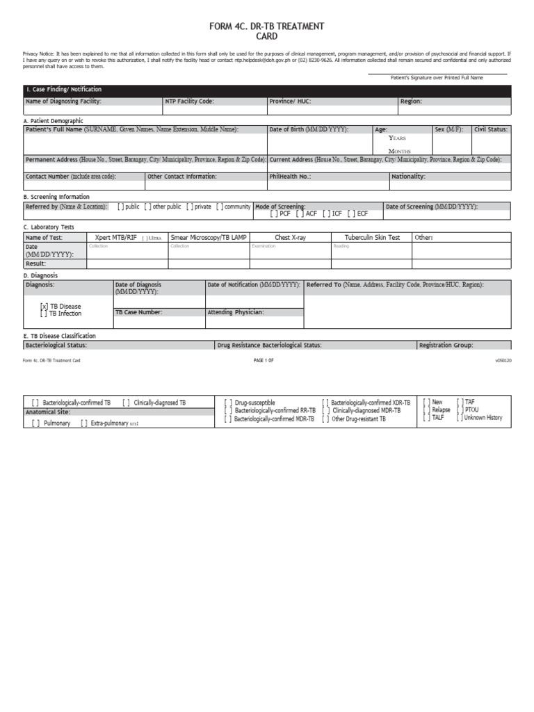 DRTB Treatment Card | PDF | Tuberculosis | Medicine