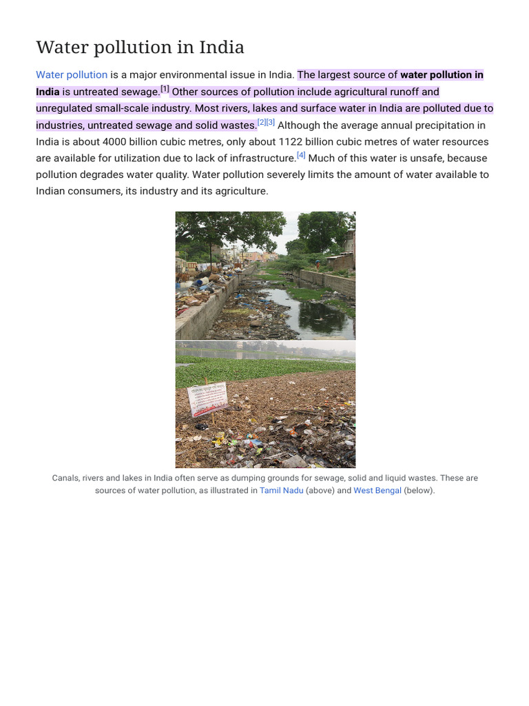 Water Pollution in India - Wikipedia | PDF | Transparent Materials ...