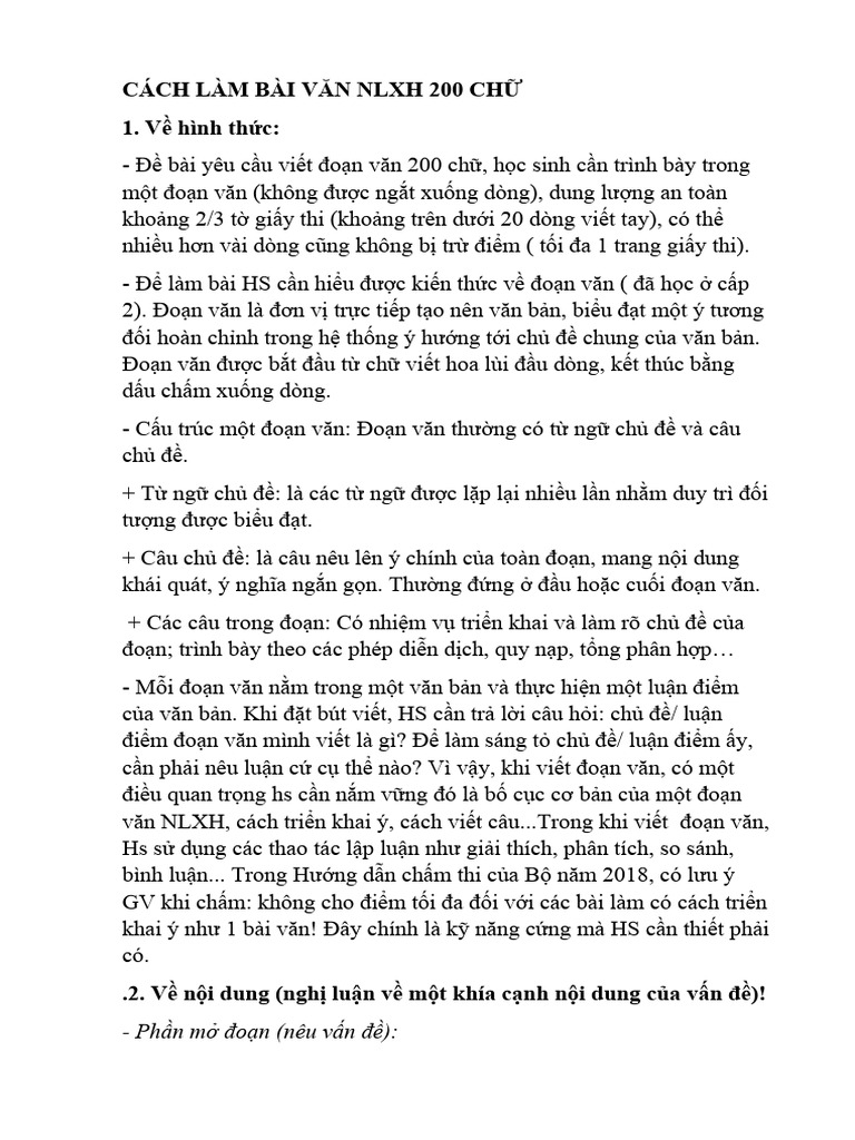 Cách Làm Bài Văn NLXH 200 CH | PDF