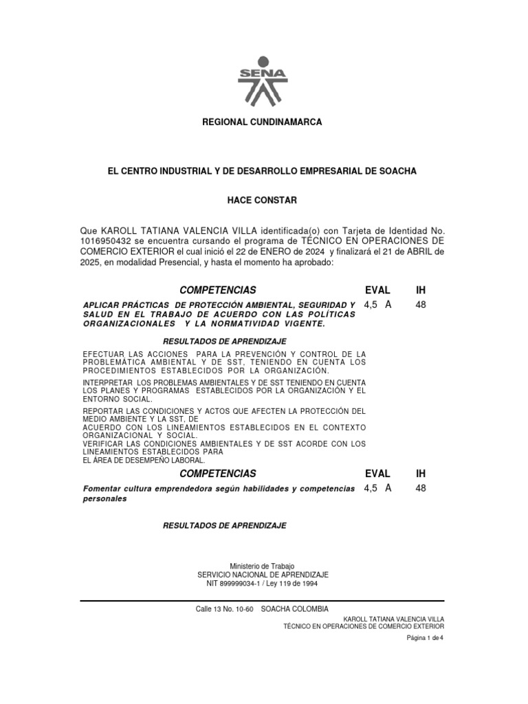 Constancia NotasAprendiz - Pdf.crdownload | PDF | Iniciativa empresarial | Aprendizaje