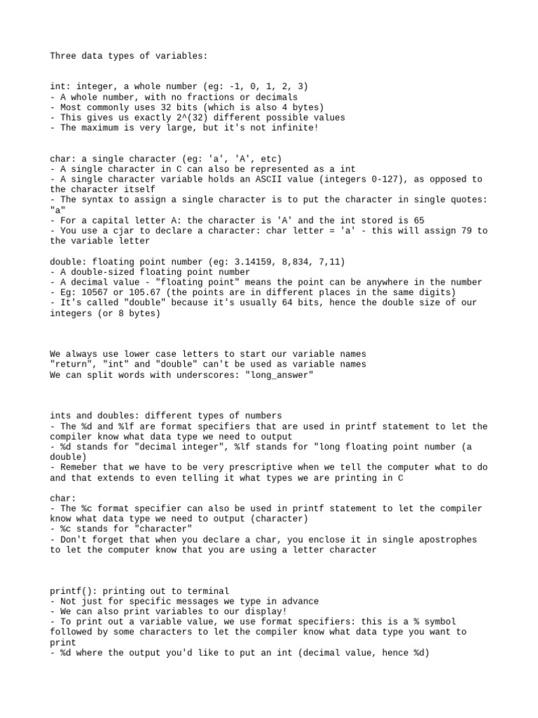 W1 Wednesday | PDF | Integer (Computer Science) | Data Type