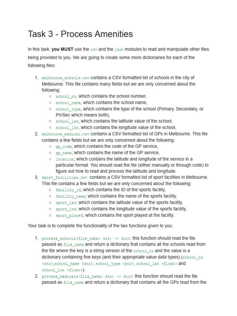 Task 3 - Process Amenities | PDF | Filename | Comma Separated Values