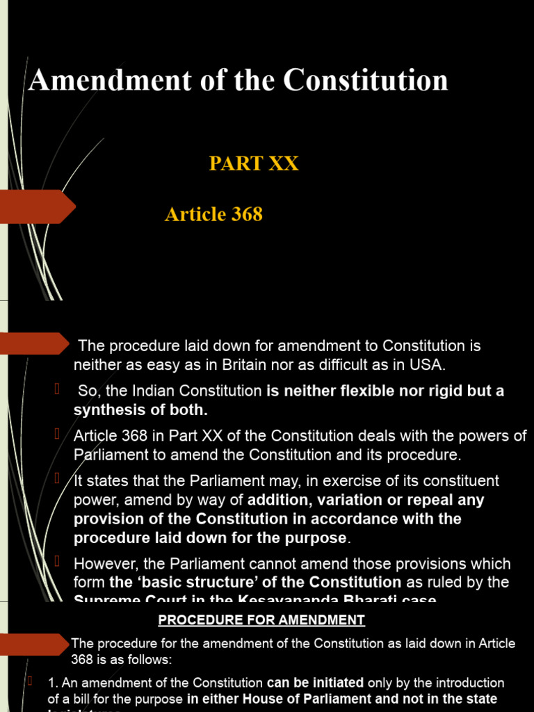 Amendment of The Constituion, Basic Structure | PDF | Constitutional ...